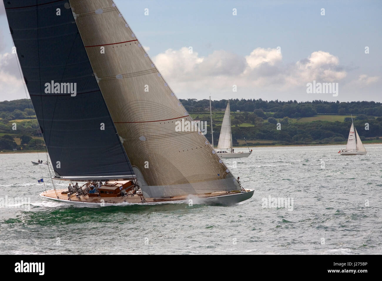 J-Class yacht "Ranger" (J5) slightly late for the start of Race 2 of ...