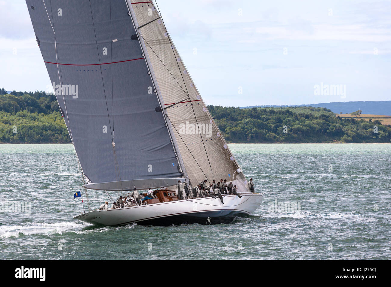 J-Class yacht "Ranger" (J5) ready for the start of Race 2 of the J ...