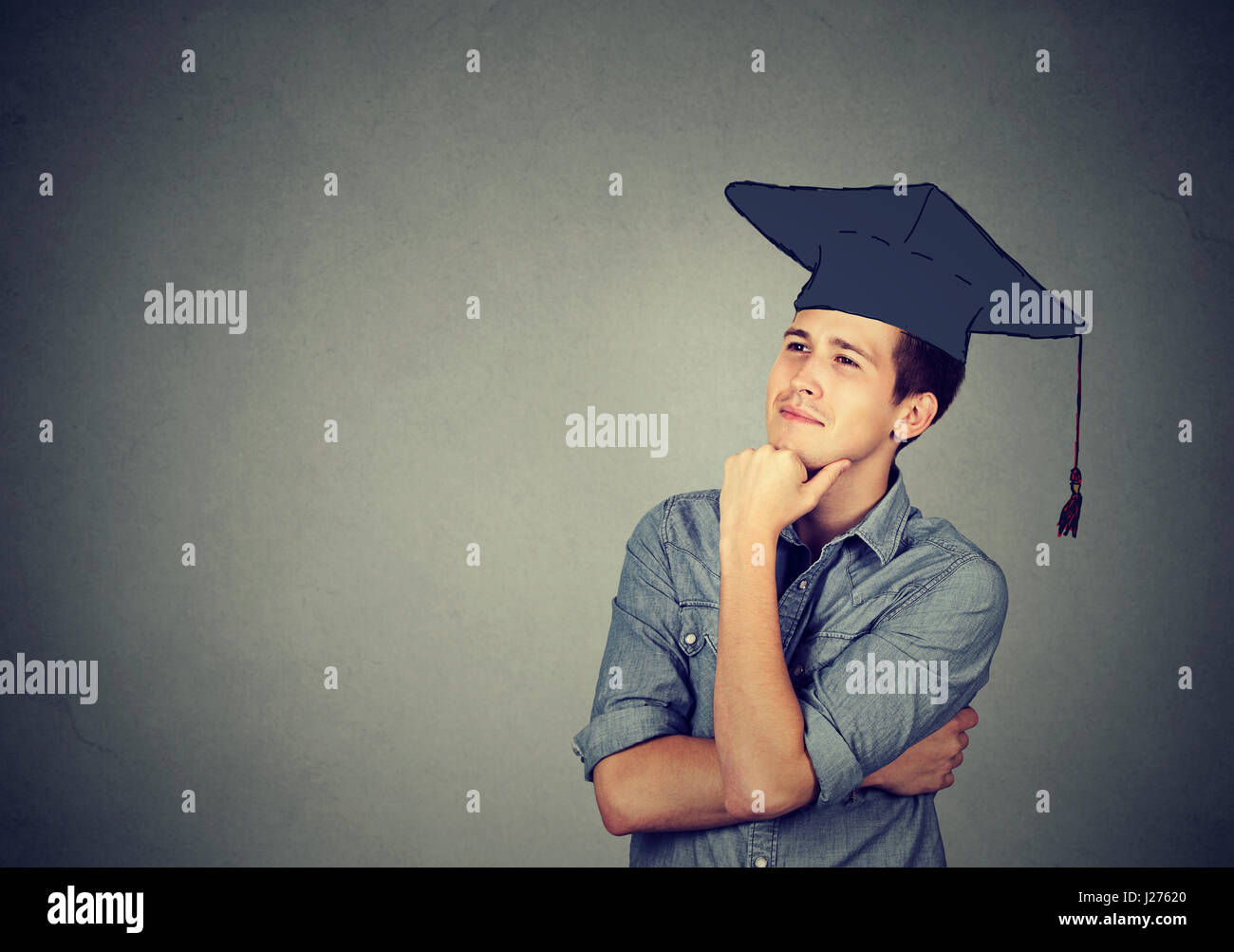 Portrait confident student graduation certificate hi-res stock ...