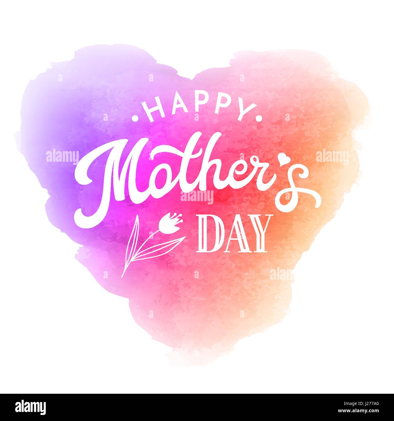 Happy Mothers Day. Greeting Card with flower and hand lettering text on ...