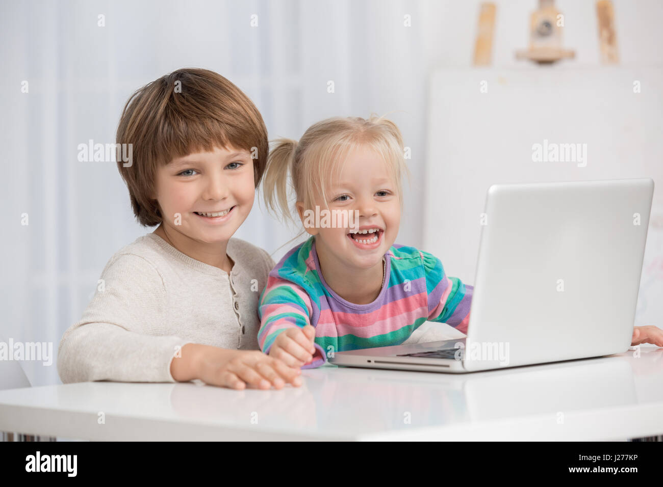 Little Children Using Digital Device Laptop Concept Stock Photo - Alamy