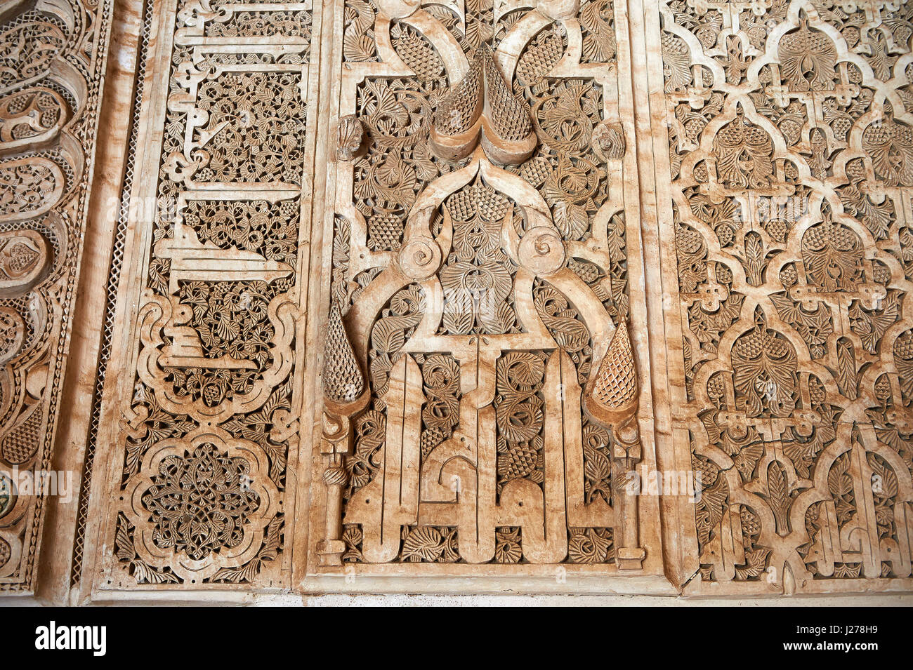 Berber arabesque Morcabe plasterwork of the 14th century Ben Youssef ...