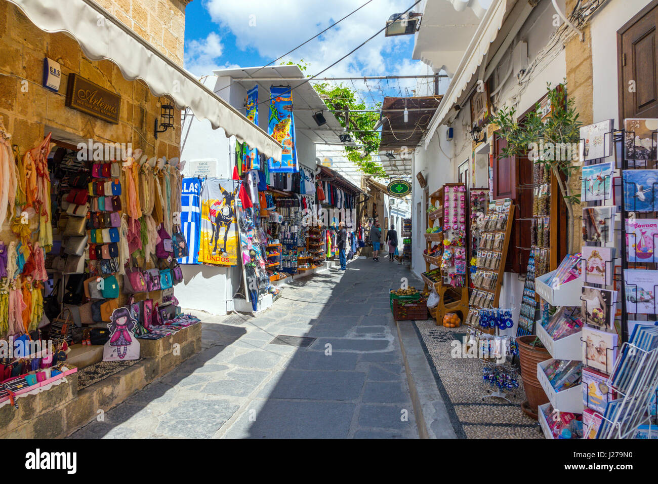 Narrow streets of Lindos, Rhodes, Greece Stock Photo - Alamy