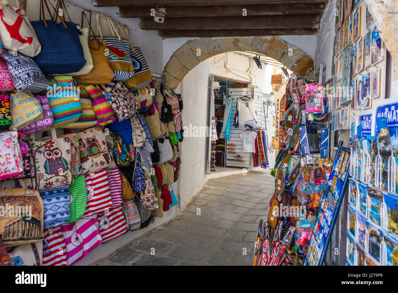 Narrow streets of Lindos, Rhodes, Greece Stock Photo - Alamy