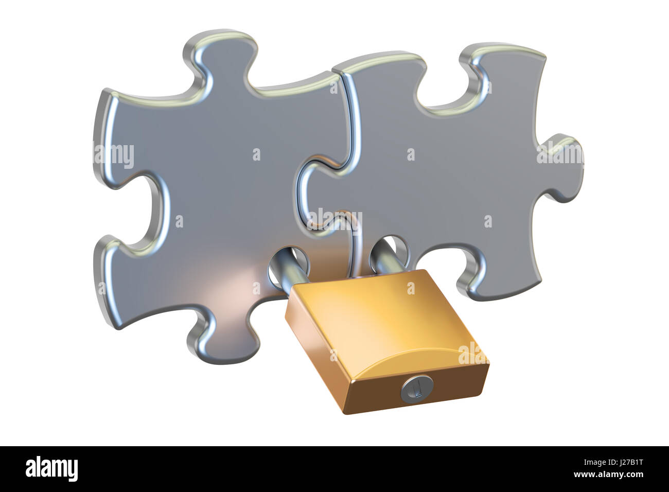 Security concept. Padlock with puzzle, 3D rendering isolated on white ...