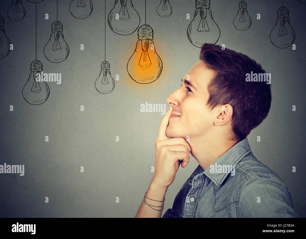 Man light bulb above head hi-res stock photography and images - Alamy