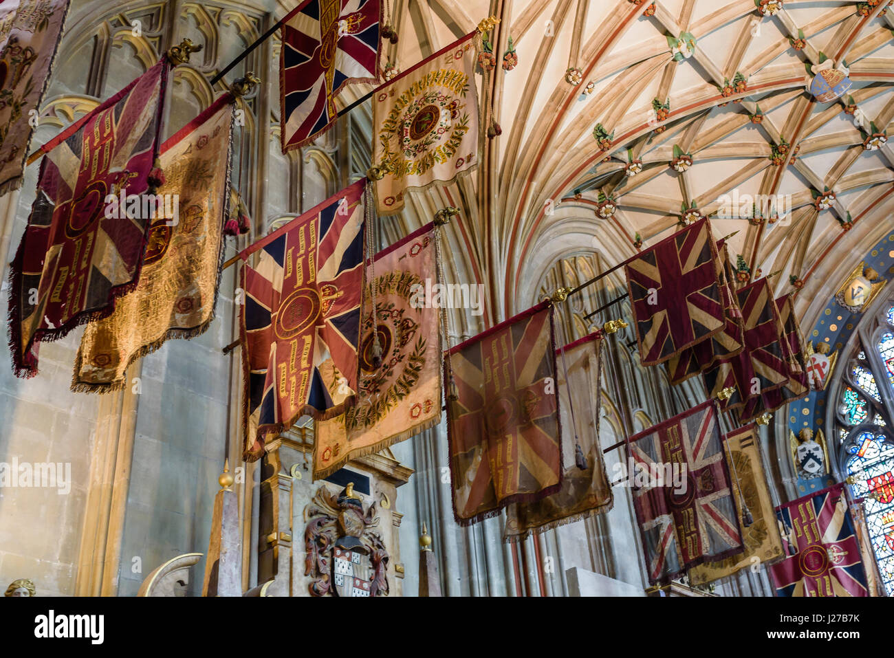 Historical flags Canterbury Cathedral Stock Photo - Alamy