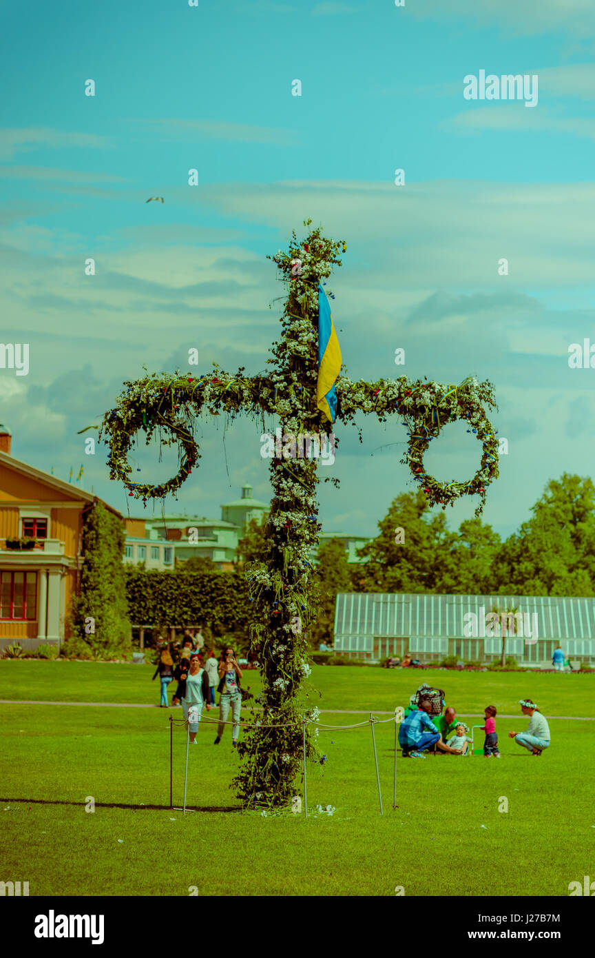 Midsummer cross in Tradgardsforeningen, the Garden Society park ...