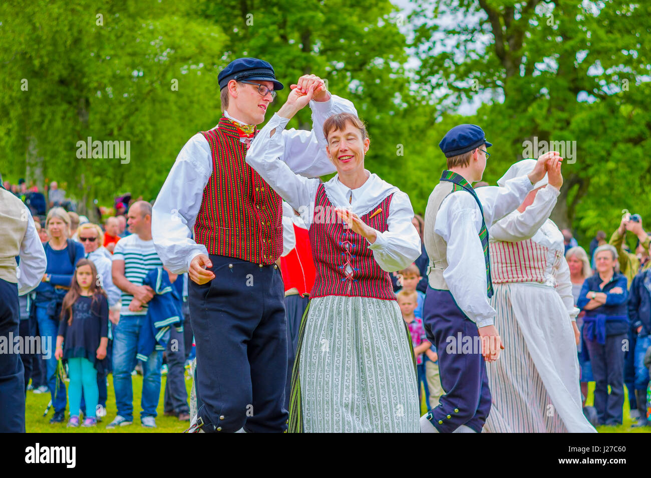 Dancing around the maypole in Midsummer, Gothemburg, Sweden Stock Photo ...