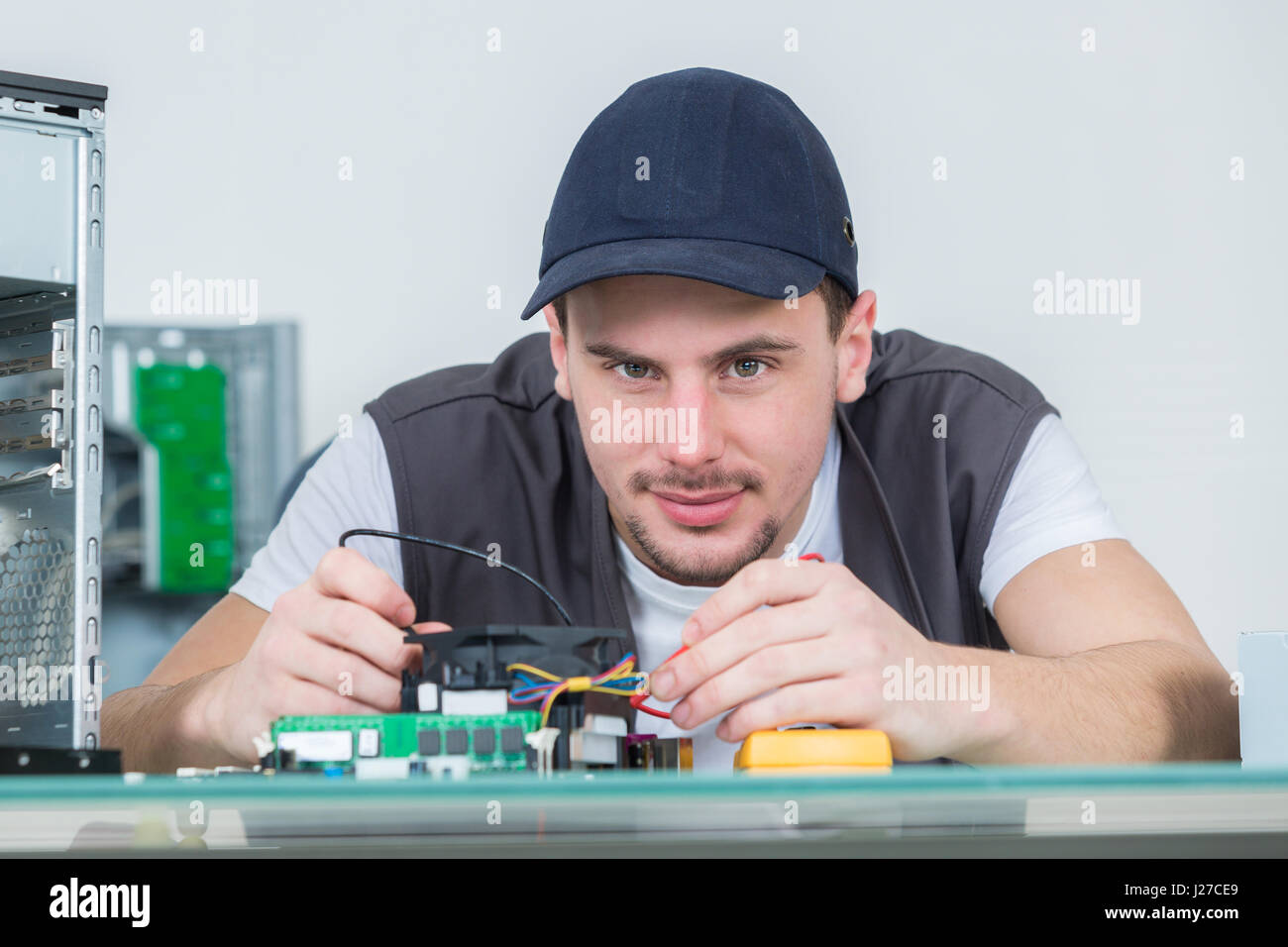 the motherboard assembler Stock Photo - Alamy