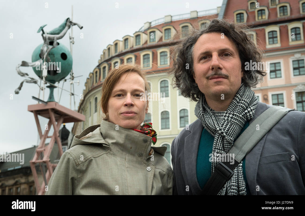 Dresden, Germany. 25th Apr, 2017. Artist duo Heike Mutter und Ulrich ...
