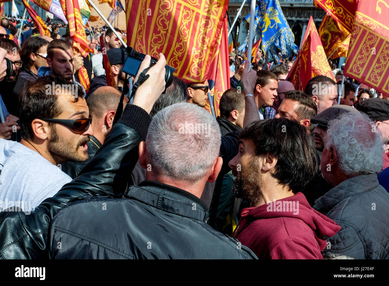 Venice, ITALY. 25th APRIL, 2017. "Venetisti" and social centres during ...