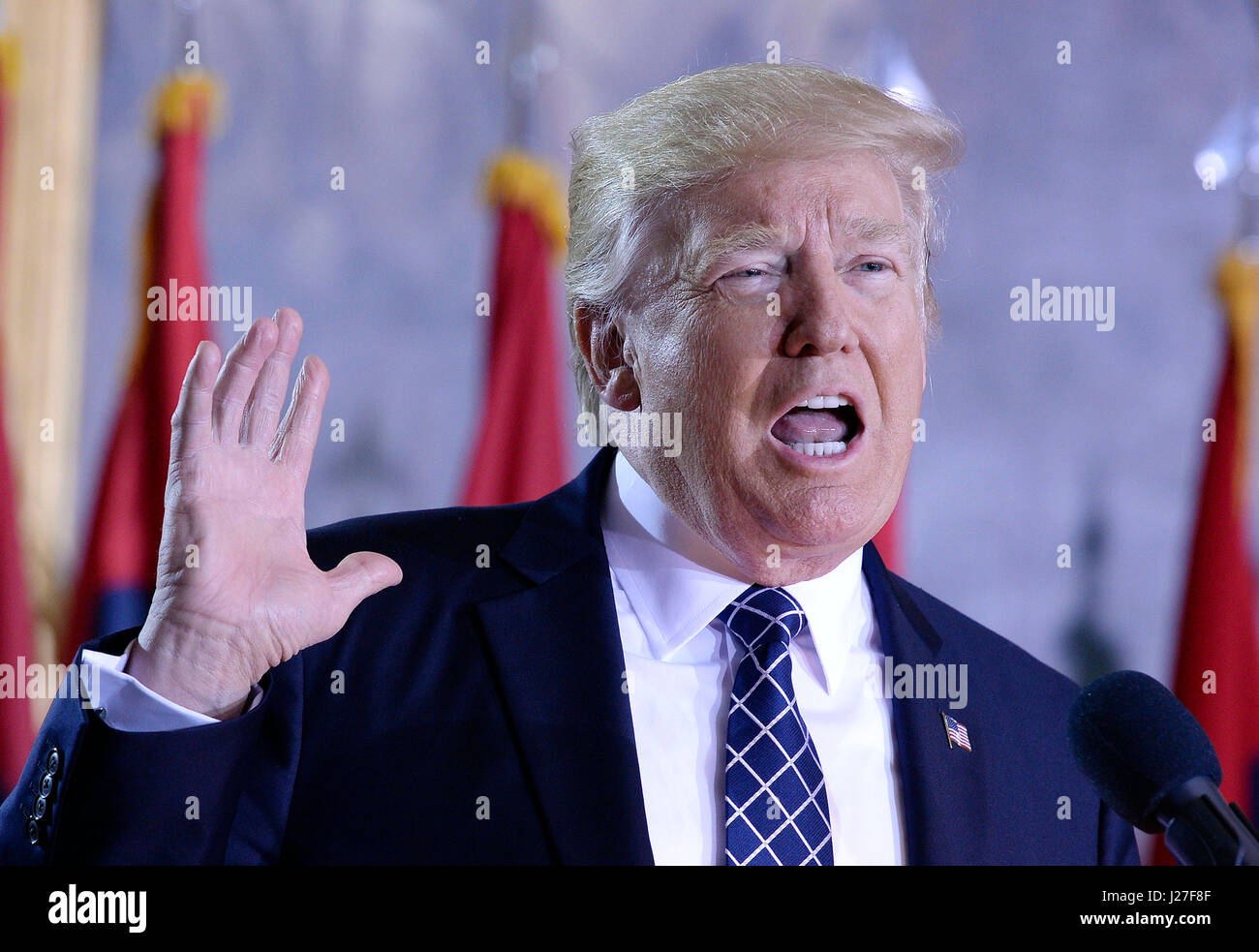 United States President Donald J. Trump makes remarks at the National ...