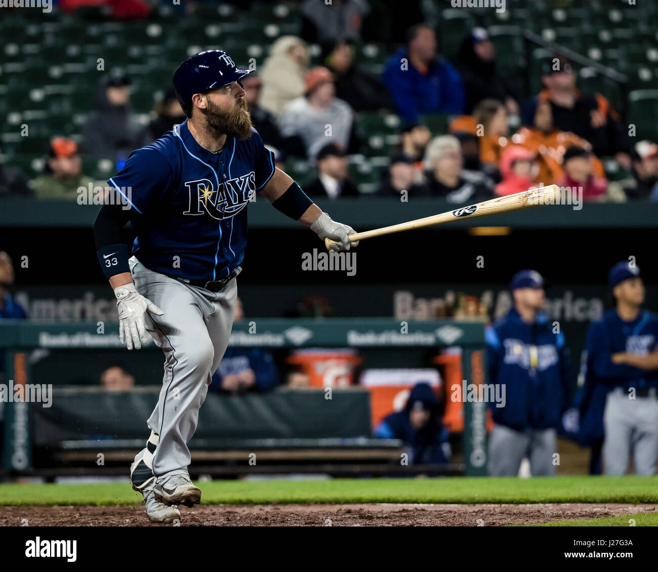 Baltimore, Maryland, USA. 24th Apr, 2017. Tampa Bay Rays catcher Derek ...