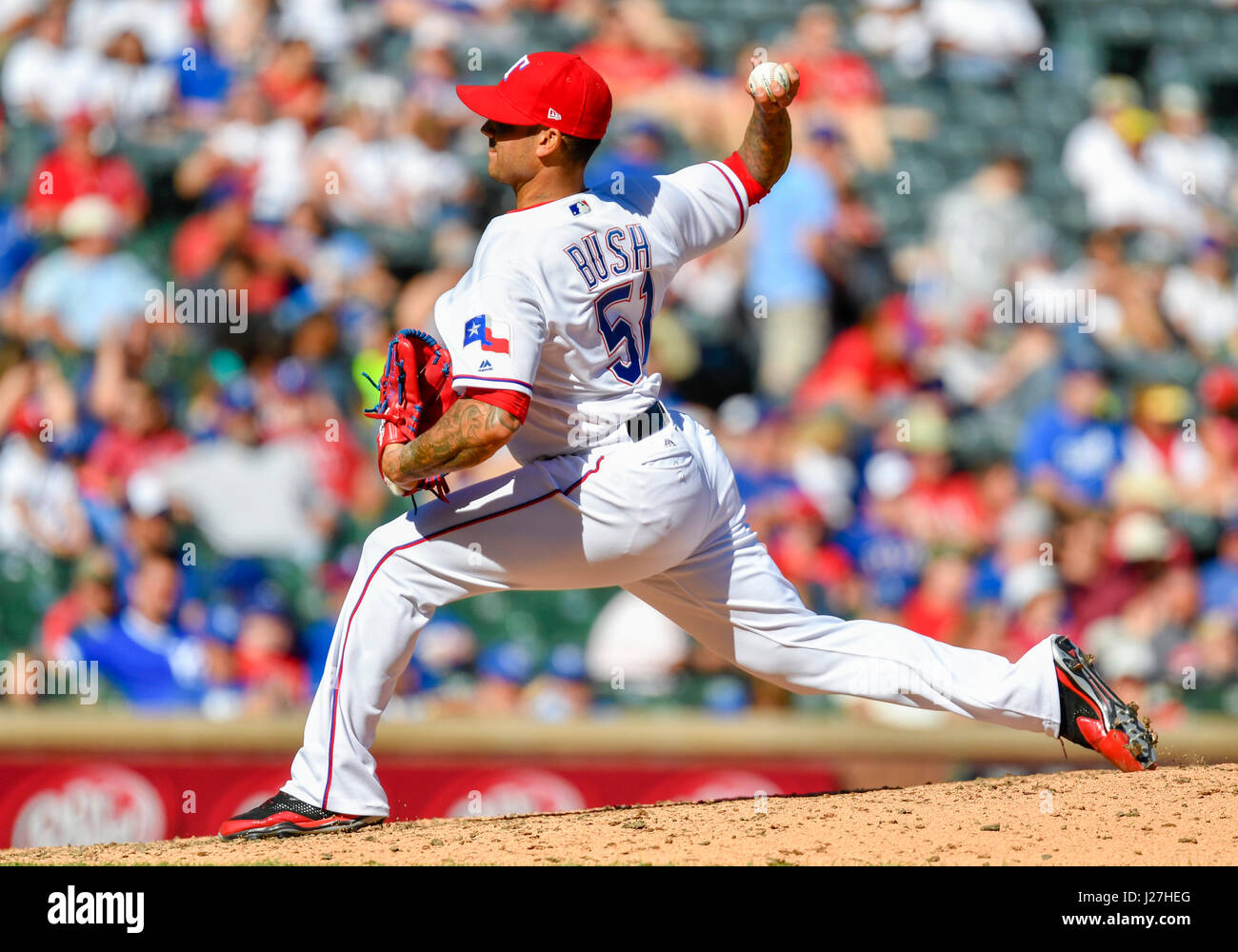 APR 23, 2017: Texas Rangers relief pitcher Matt Bush #51 during an MLB ...