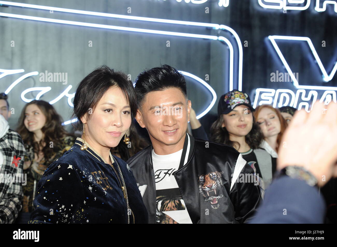 Shanghai, China. 25th Apr, 2017. Carina Lau and Nicky Wu attend the ...