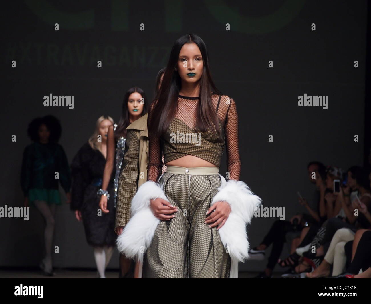 Lima, Peru. 25th Apr, 2017. Oscar Chunga´s design in the Lima Fashion ...