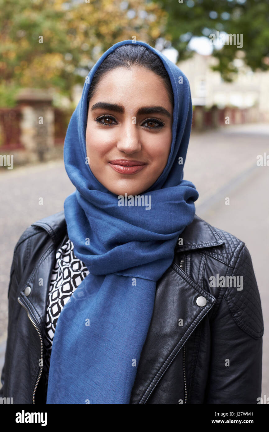 Portrait Of British Muslim Woman In Urban Environment Stock Photo - Alamy