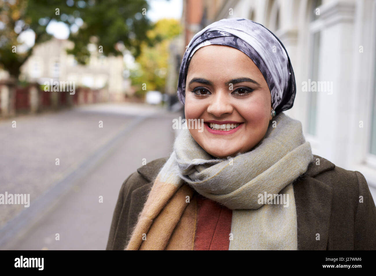Portrait Of British Muslim Woman In Urban Environment Stock Photo - Alamy