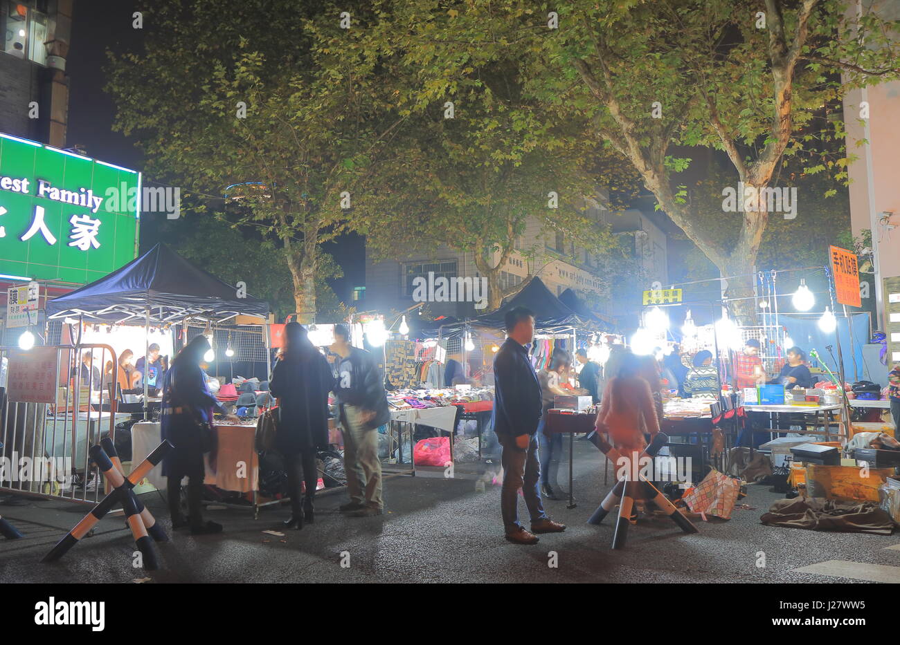 People visit Wushan night street market in Hangzhou China Stock Photo ...