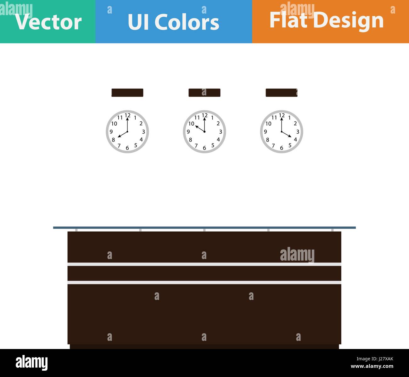 Office reception desk icon. Flat design. Vector illustration Stock ...