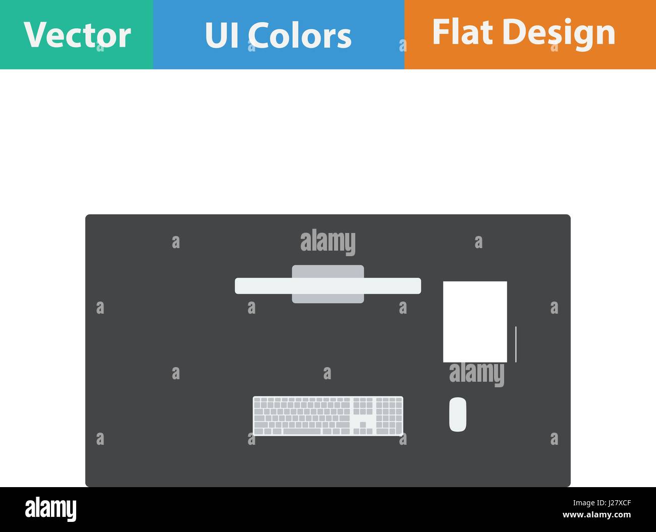 Office table top view icon. Flat design. Vector illustration Stock ...
