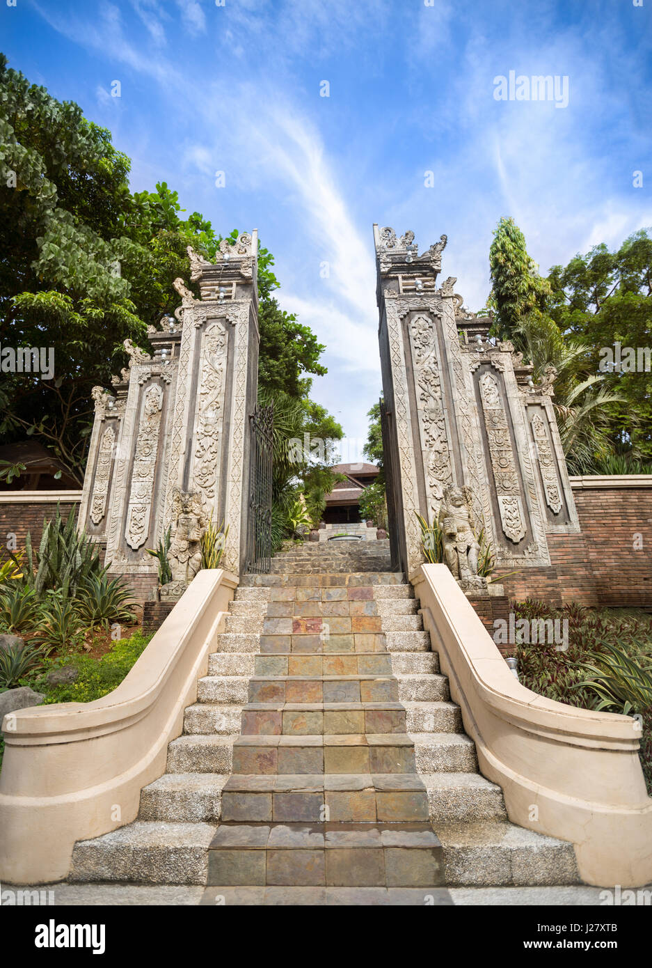 steps at the entrance to the temple at Bali Stock Photo - Alamy