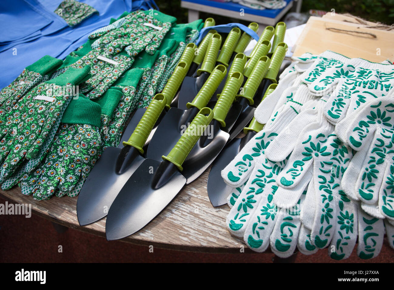 Garden tools and gloves for the summer season, preparing for planting ...