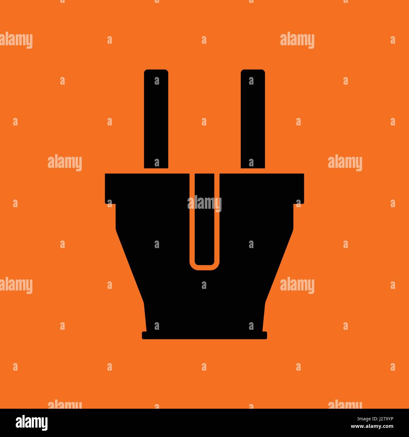 Electrical plug icon. Orange background with black. Vector illustration ...