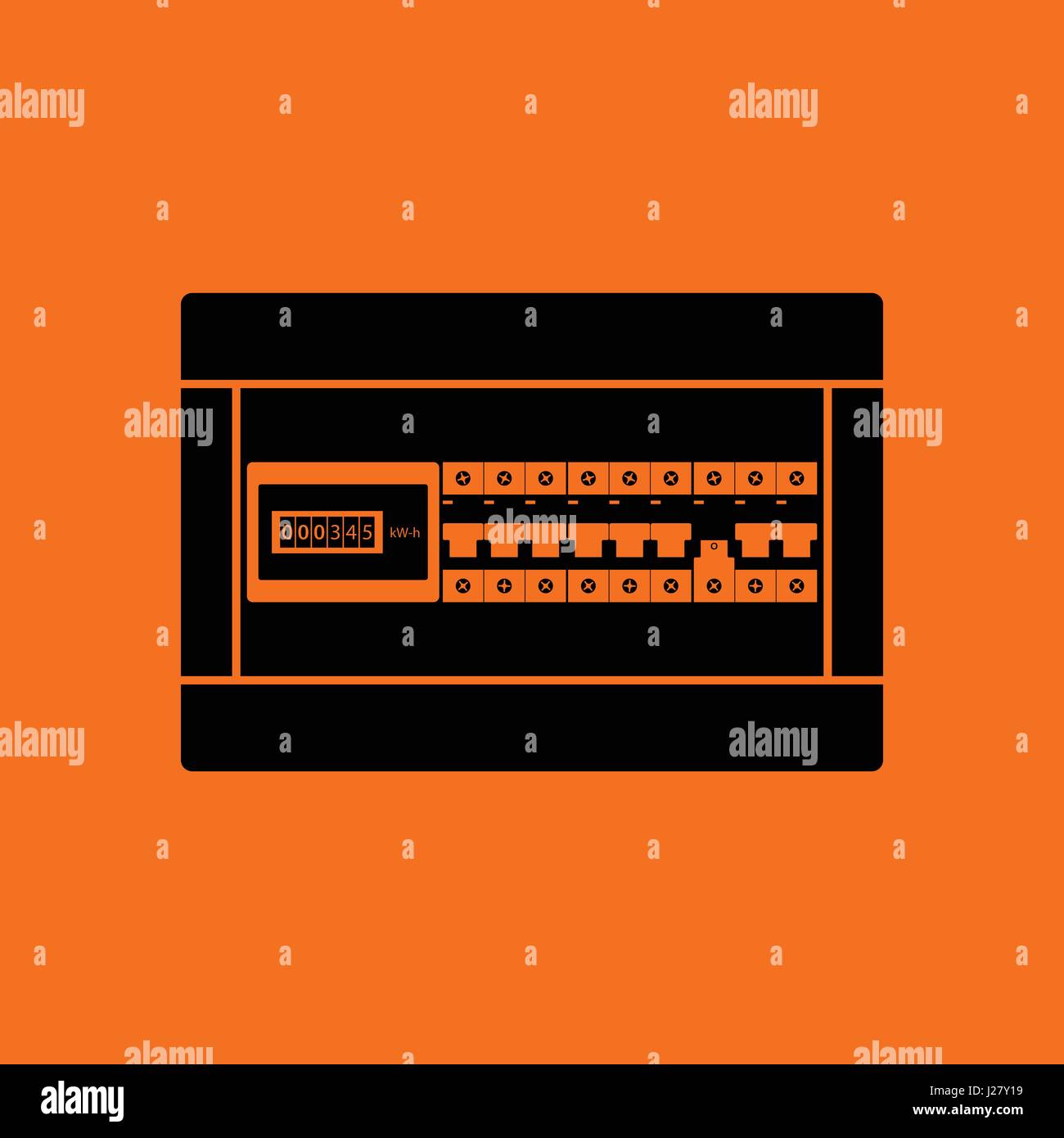 Circuit breakers box icon. Orange background with black. Vector ...