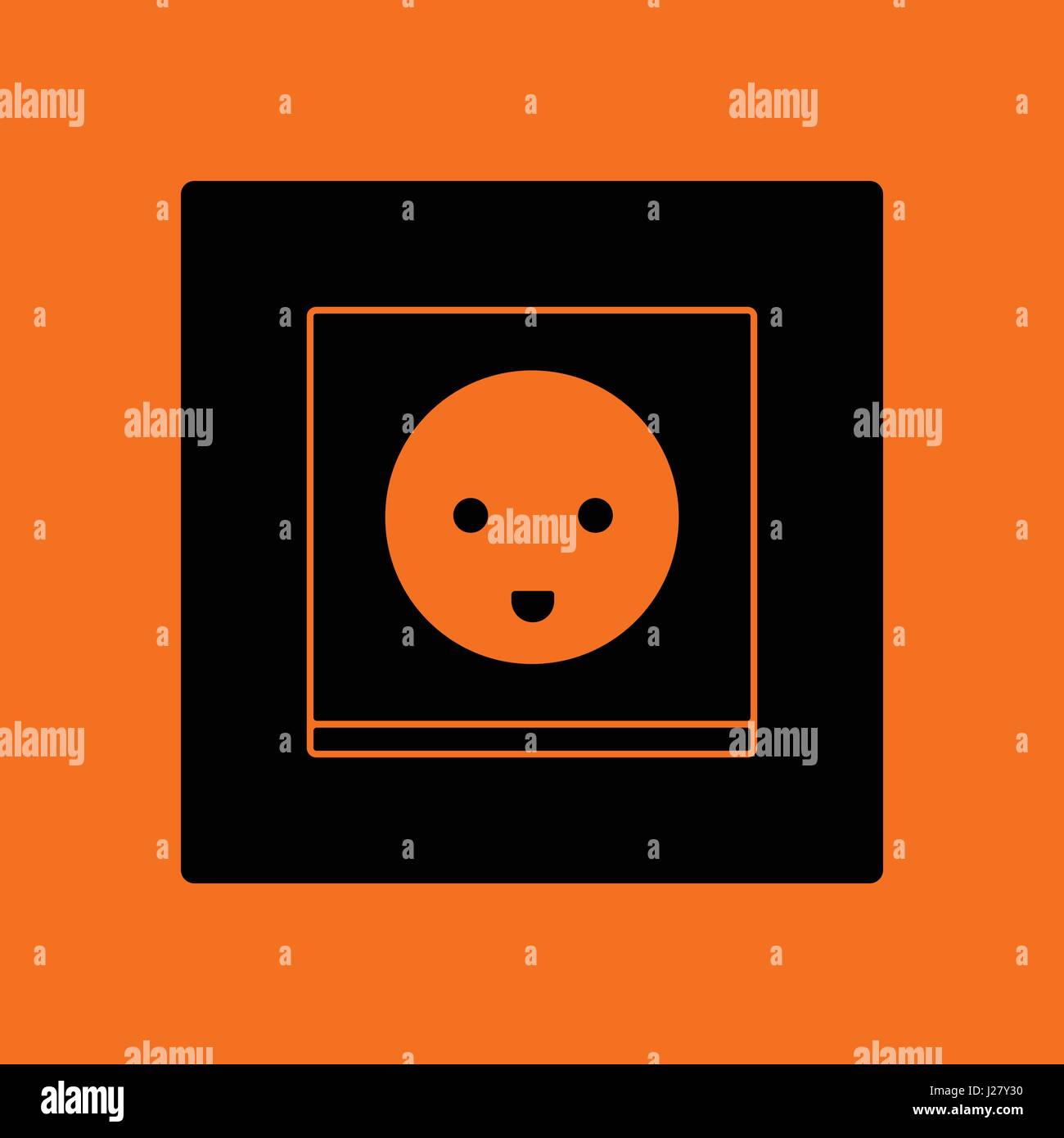 Austria electrical socket icon. Orange background with black. Vector ...