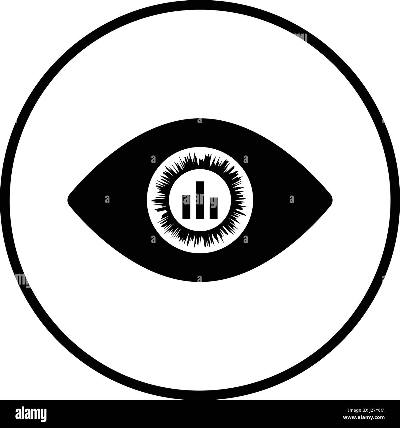 Eye with market chart inside pupil icon. Thin circle design. Vector ...