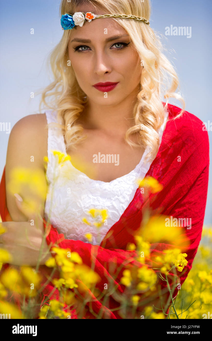 Portrait of beautiful woman outdoor beauty in nature Stock Photo - Alamy