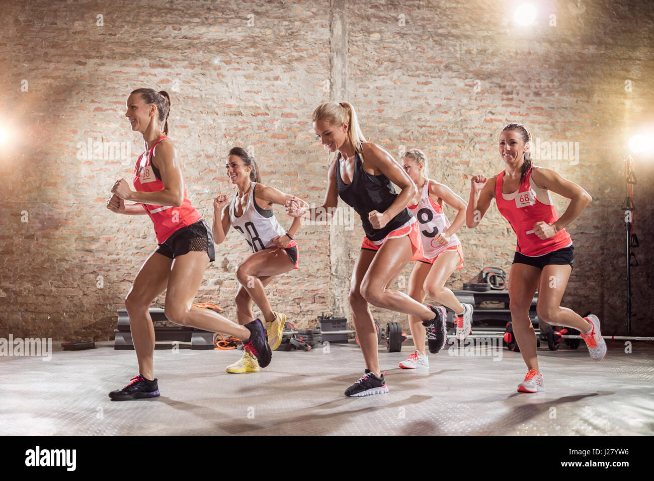 Group of active women doing exercise Stock Photo - Alamy