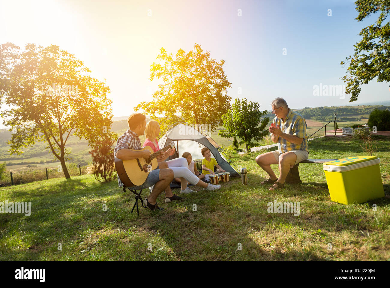 Brother sister camping hi-res stock photography and images - Alamy
