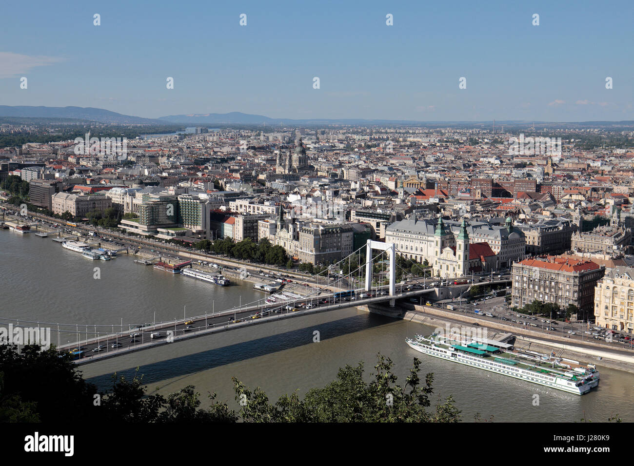 View over the River Danube & the Elizabeth Bridge (Erzsebet hid ...
