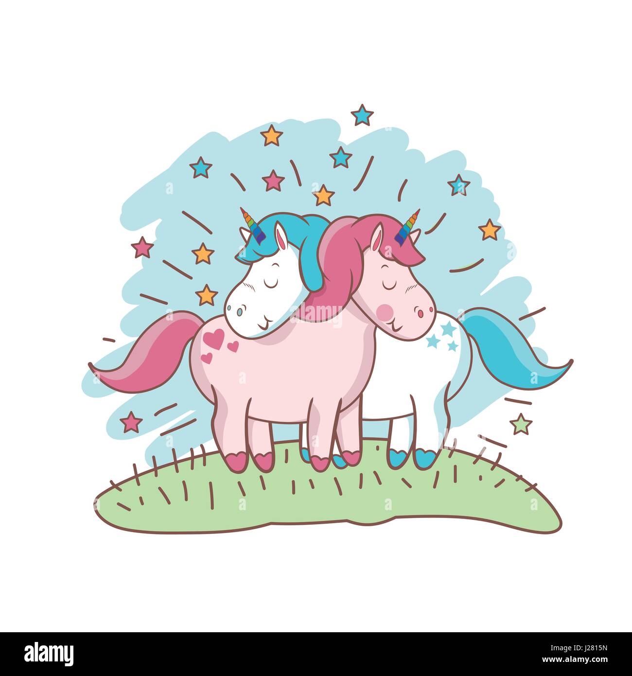 character unicorn couple loving meadow Stock Vector Image & Art - Alamy