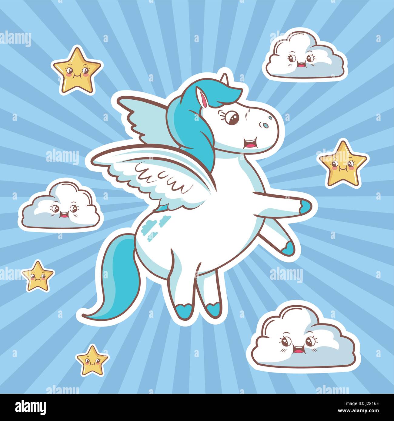 flying unicorn card cloud stars fantasy desing Stock Vector Image & Art ...