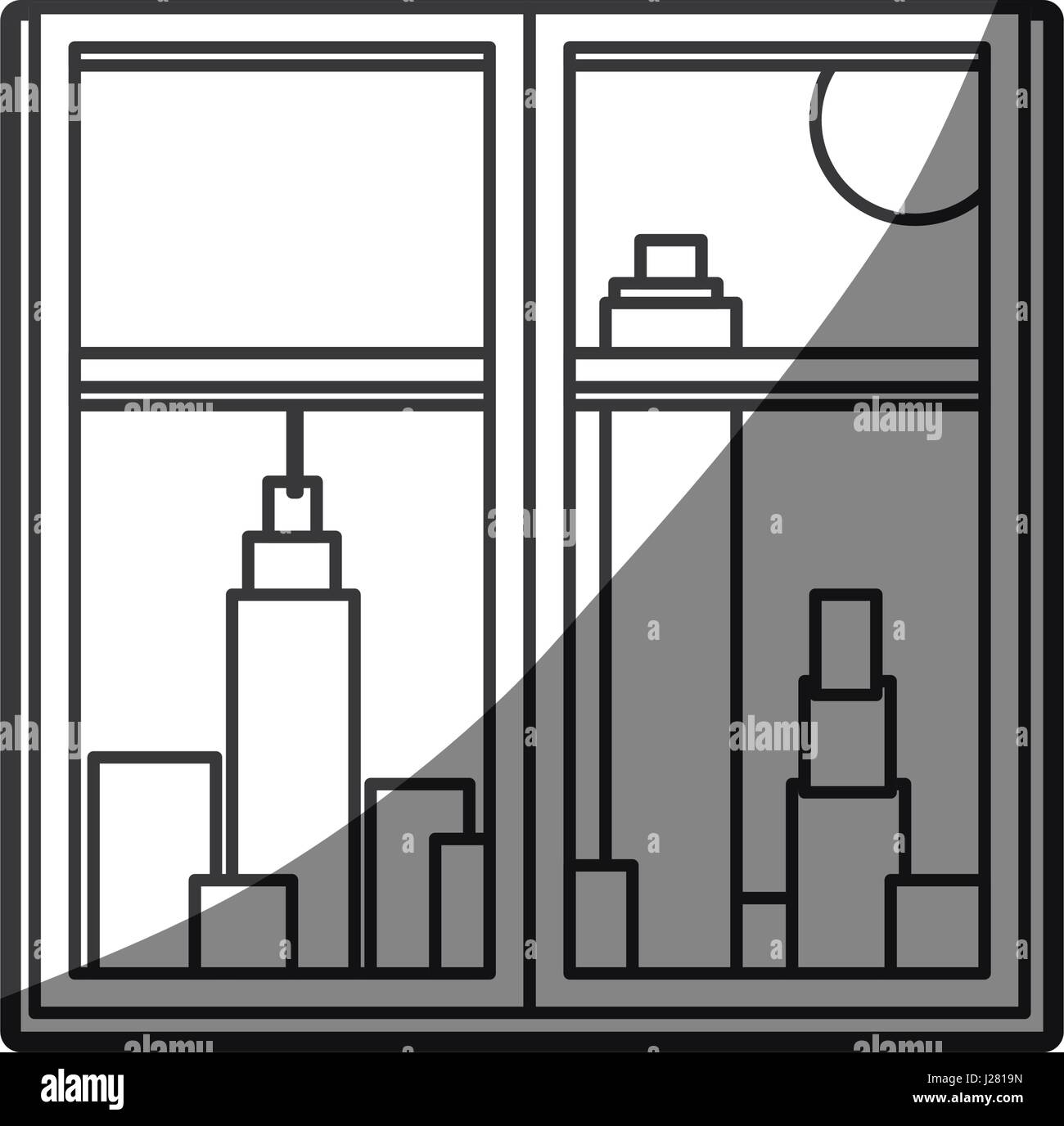 outlined window city building sun image Stock Vector Image & Art - Alamy