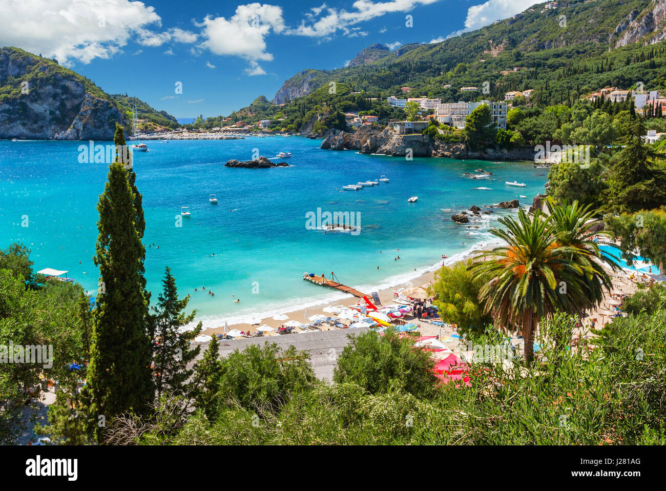 Beautiful Paleokastritsa beach on Corfu, Kerkyra, Greece Stock Photo ...