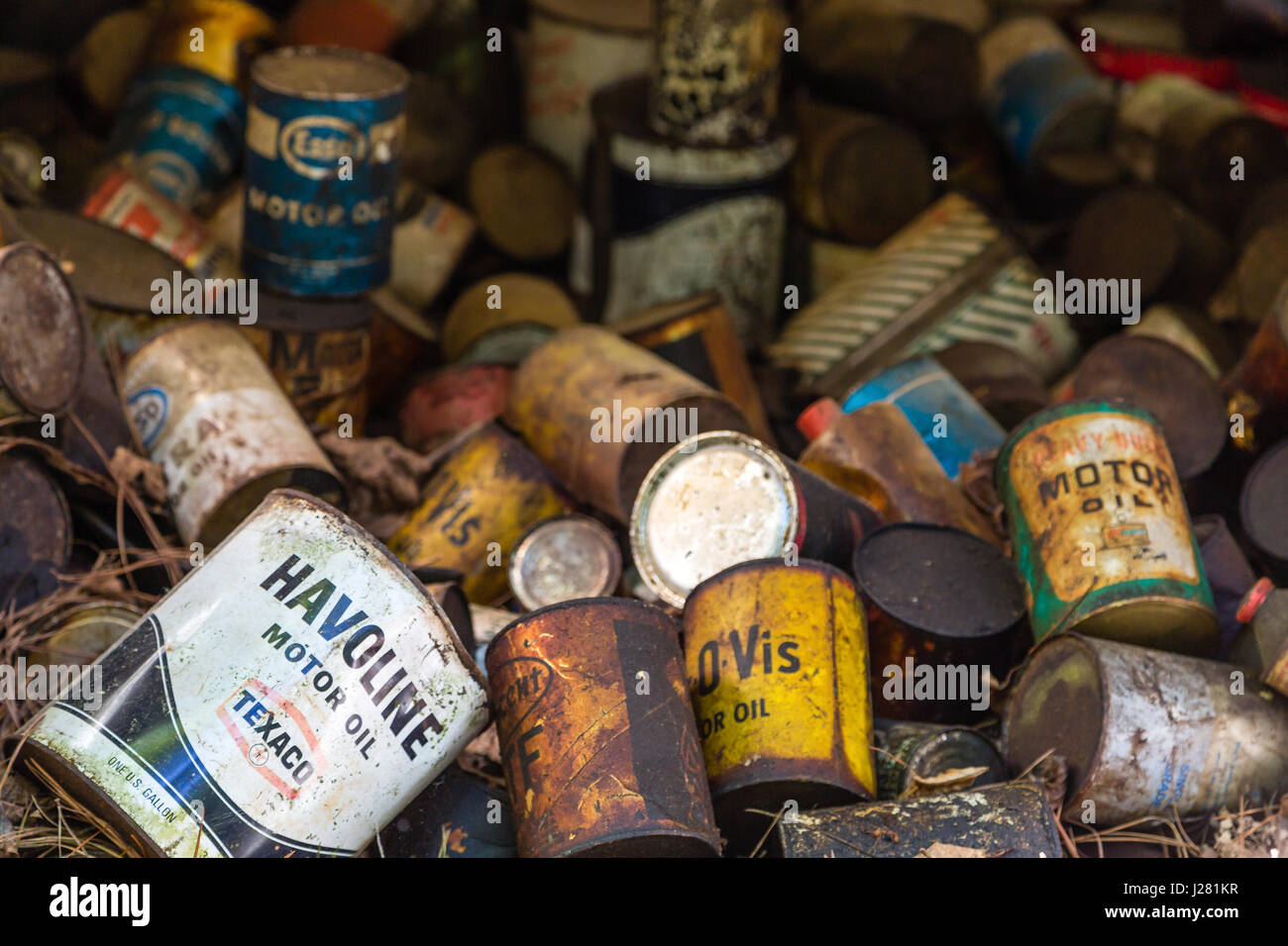 Old Oil Cans Stock Photo - Alamy