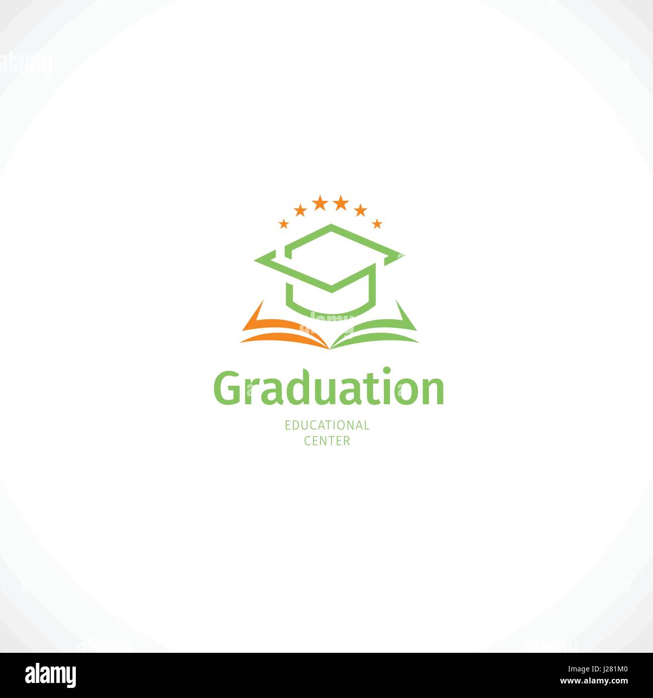 Isolated abstract orange and green color graduate hat logo, stylized ...