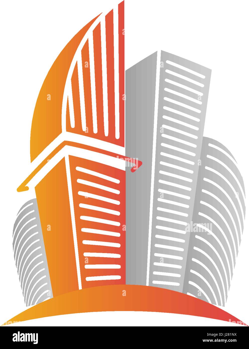 Isolated abstract city skyscraper logo,urban real estate, architecture ...