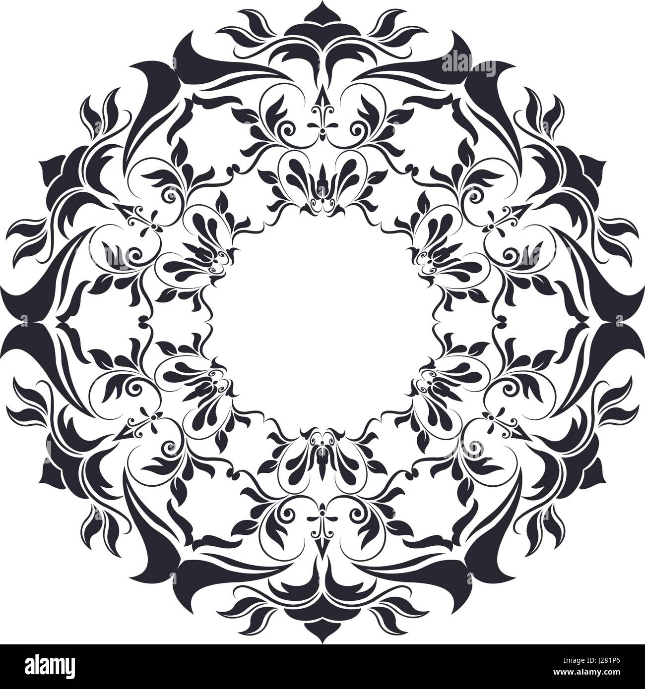 round decorative frame flourish calligraphy monochrome Stock Vector ...