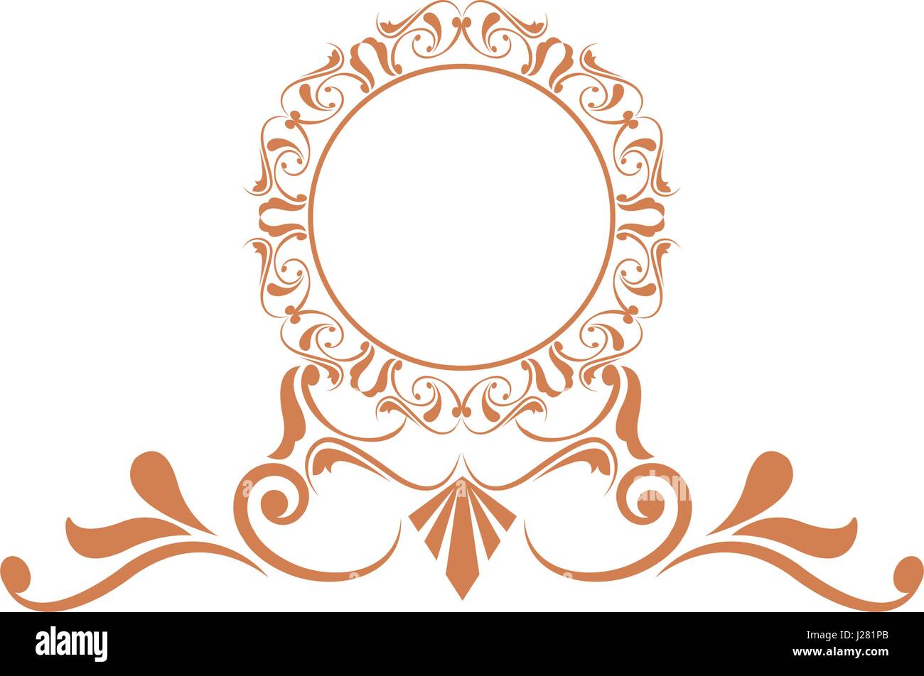 elegant round decorative frame flourish calligraphy golden Stock Vector ...