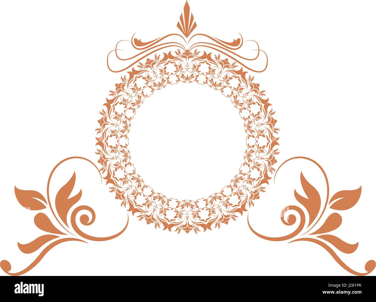 elegant round decorative frame flourish calligraphy golden Stock Vector ...