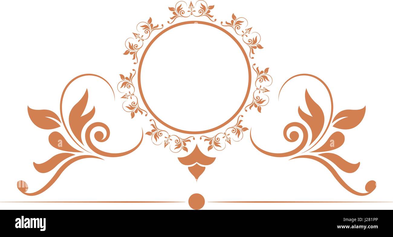 elegant round decorative frame flourish calligraphy golden Stock Vector ...