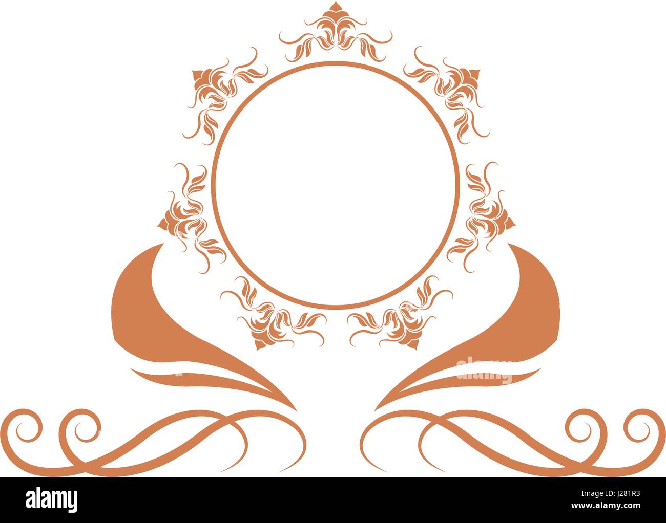 elegant round decorative frame flourish calligraphy golden Stock Vector ...