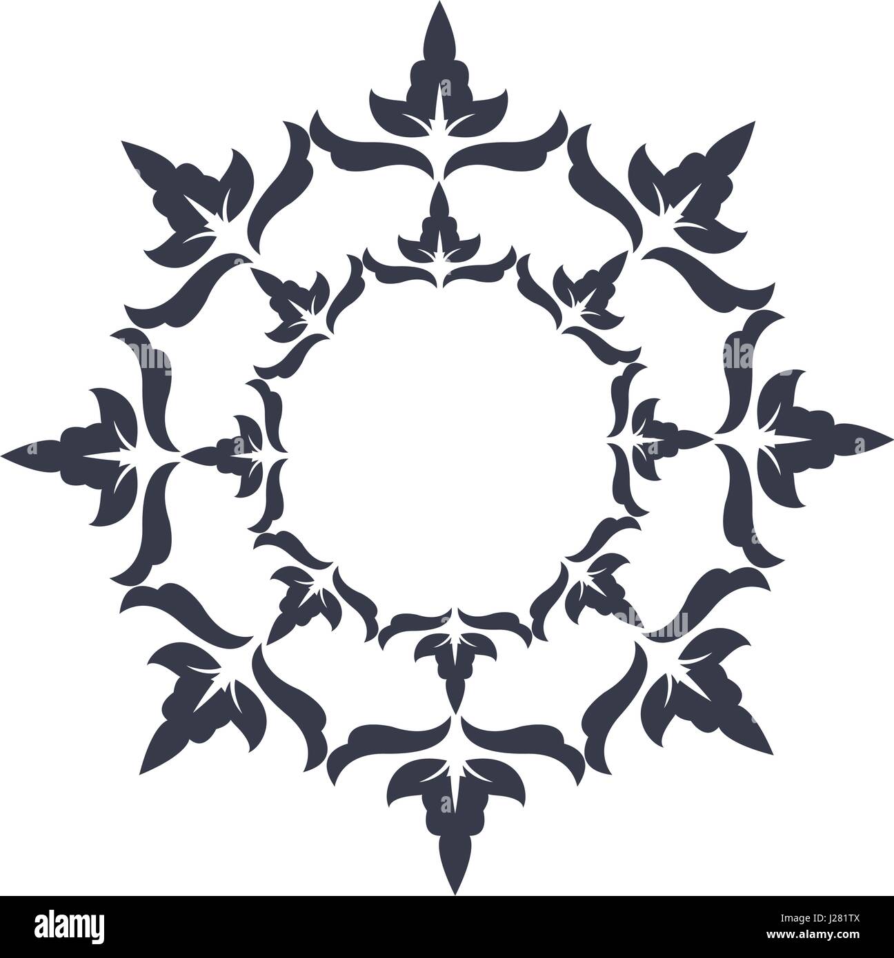 round decorative frame flourish calligraphy monochrome Stock Vector ...