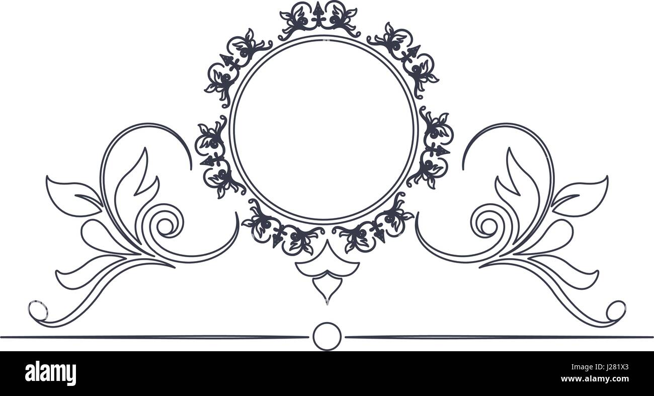 round decorative frame flourish calligraphy monochrome Stock Vector ...